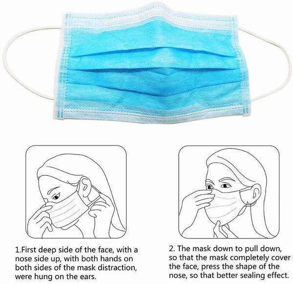 Pack of 50x BLUE MEDICAL Face Mask with CE Mark 3 ply – Medik Malta